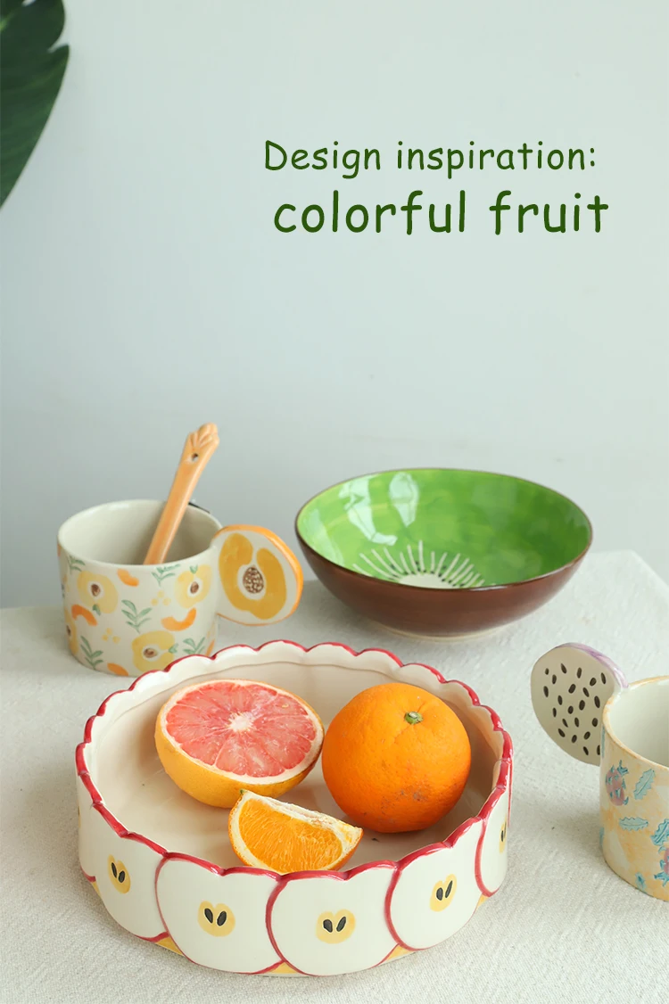 JOYYE Custom Hand Painted Apple Fruit Shaped Cup Mug Set