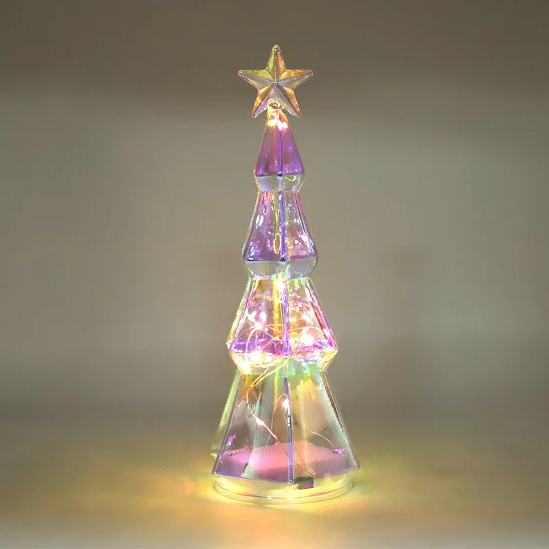 Imanel Lighted Iridescent Glass Tree Christmas Decoration LED Christmas ...
