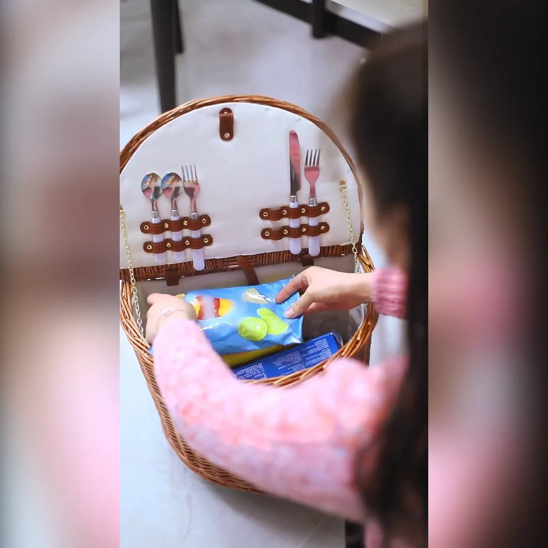 New Waterproof Picnic Blanket Hamper For Camping Outdoor Spoon Knife ...