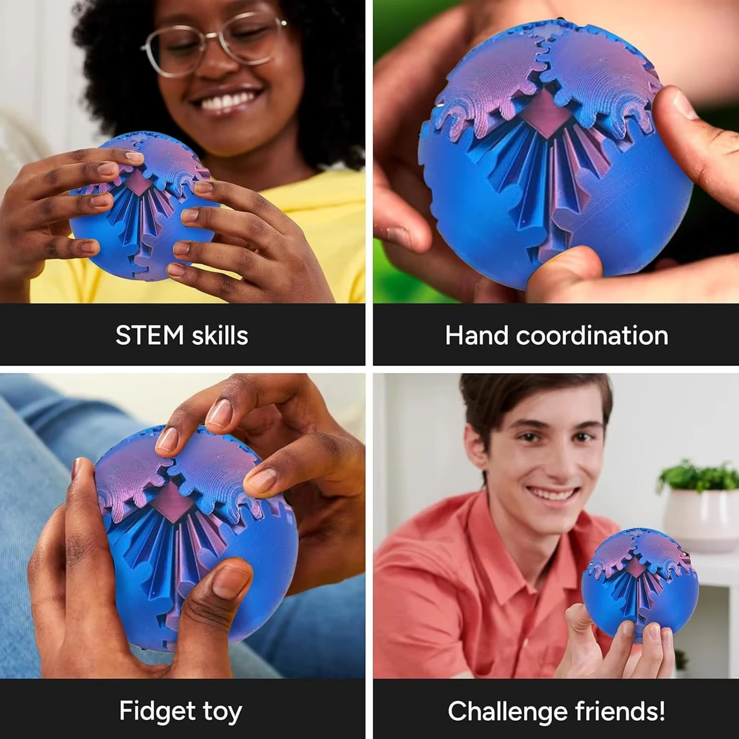 3D Printed Gear Ball Spinner - Stress Reducing Toy