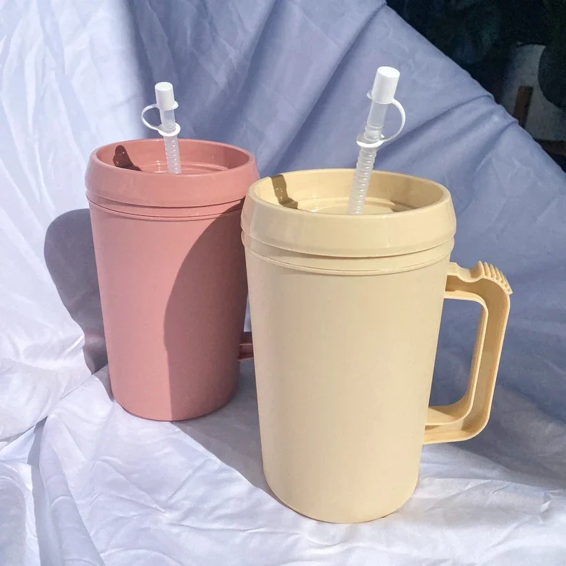 Large 34oz Customized Logo Hospital Mug With Straw Double Wall Plastic ...