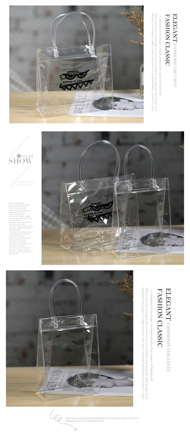 Hot Sale Custom Personalise Brand Clear PVC Bag With Handle Transparent ...