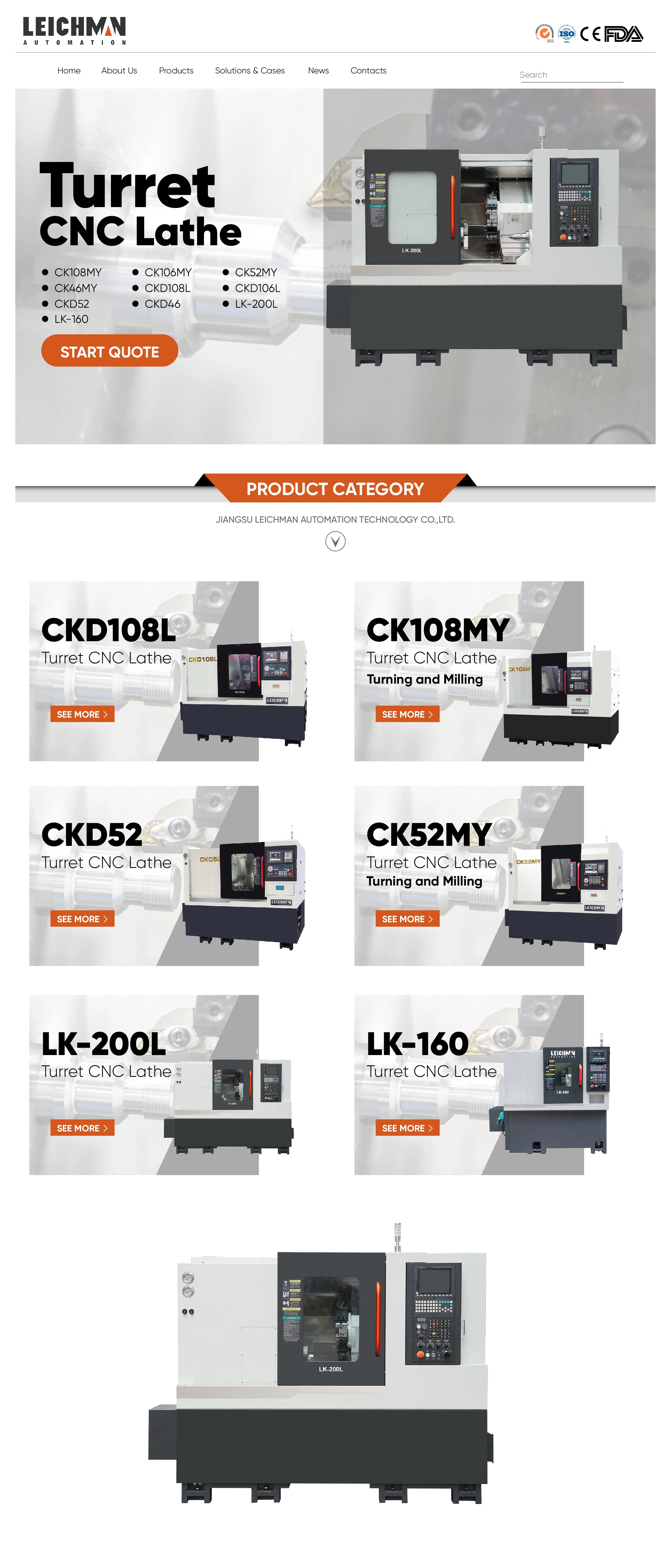 Leichman High Precision LK200L CNC Turret Lathe WIth Tailstock Turret ...