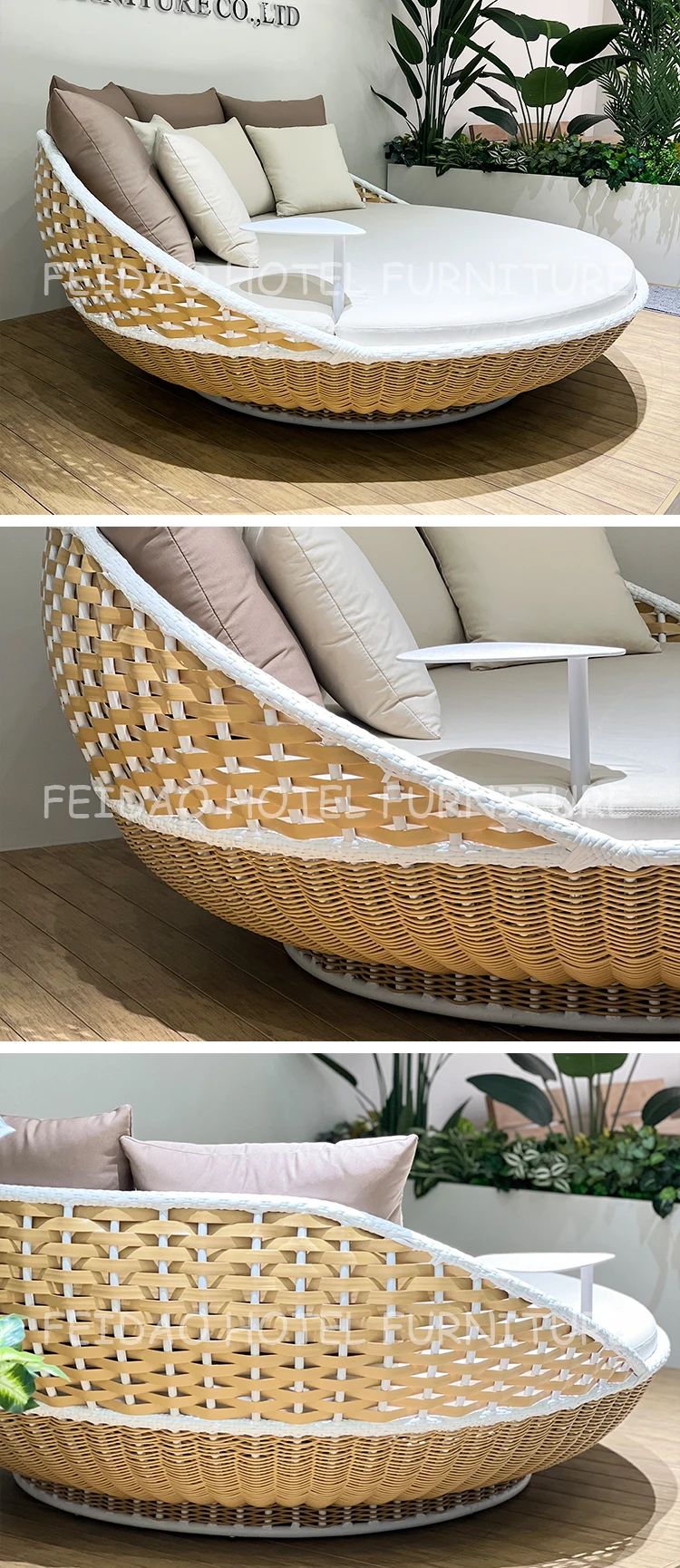 Outdoor Swing Bed - Modern Wicker Rattan Hanging Daybed