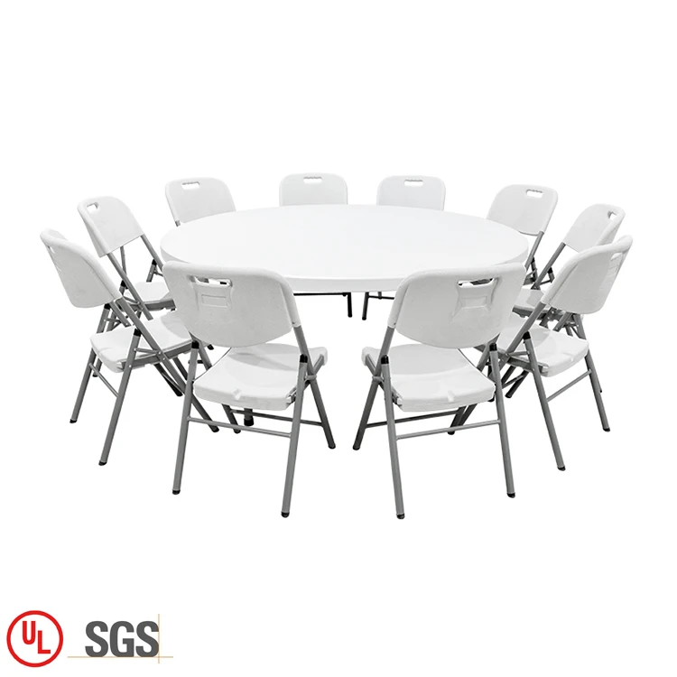 10 people round folding table banquet hdpe plastic dining birthday ...
