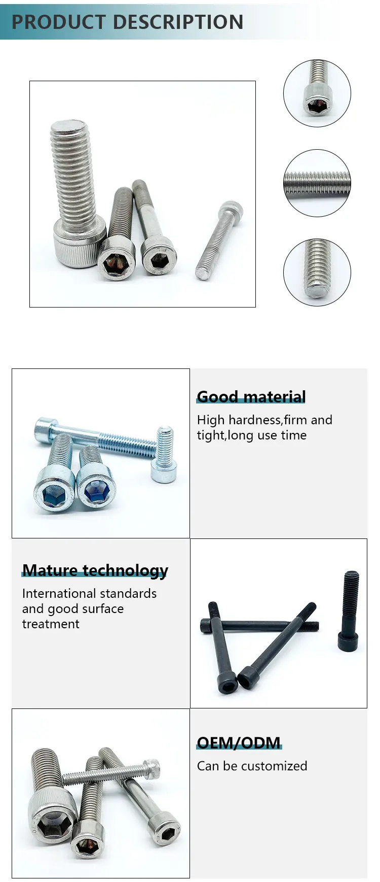 육각 소켓 헤드 캡 나사 육각 볼트 육각 육각 육각 육각 볼트 M6 알렌 볼트 제조 업체 학년 10.9 12.9| Alibaba.com