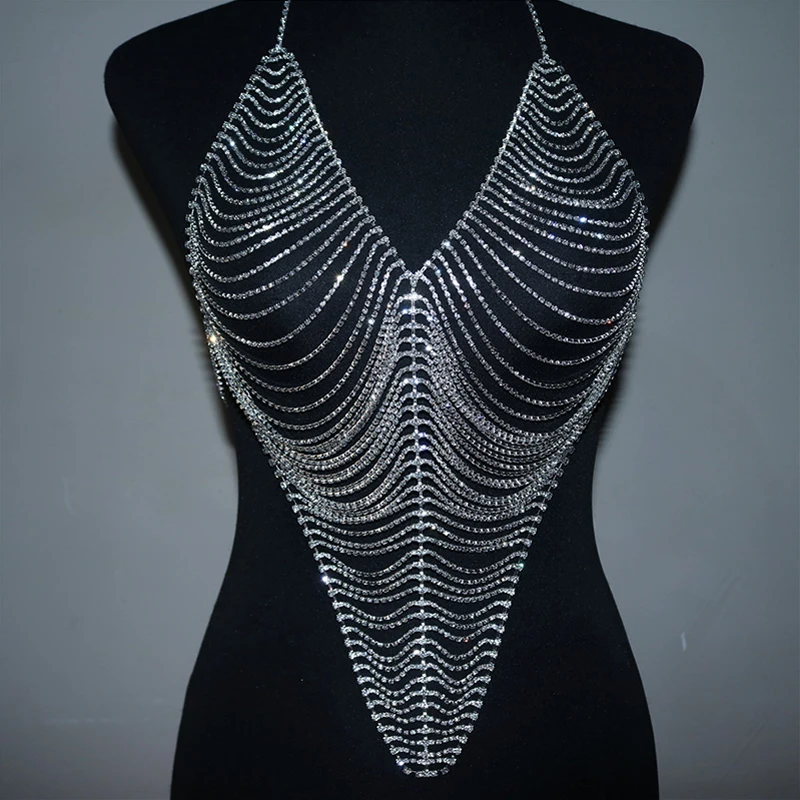 New Design Bra Body Chain Underwear Jewelry Luxury Transparent Shiny ...