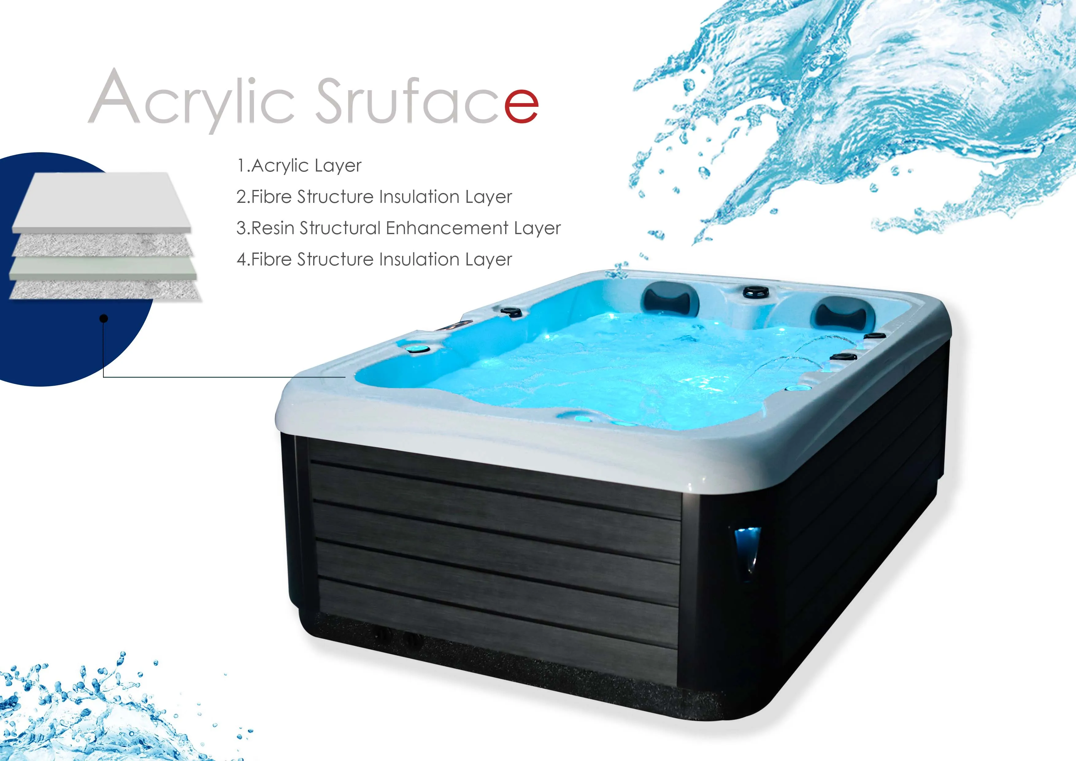 Jihua Luxury Outdoor 3 Person Spa Tubs Balboa Hydro Mini Spa Outdoor ...