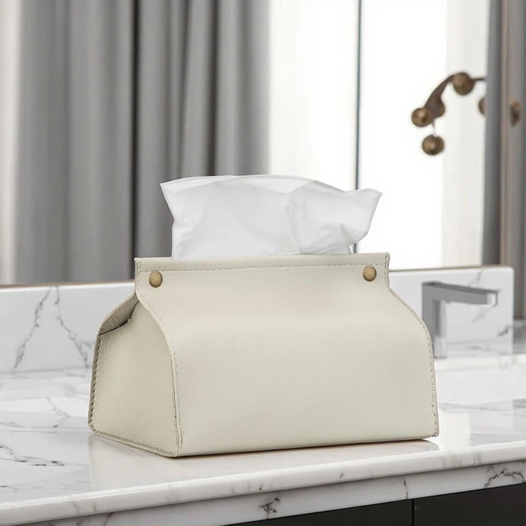 Pu Tissue Box Organizer Cover Leather Paper Tissue Holder For Bathroom ...