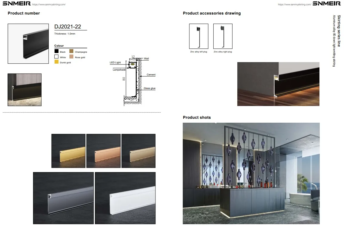 Hidden Lighting - LED Bar Aluminum Profile for Skirting