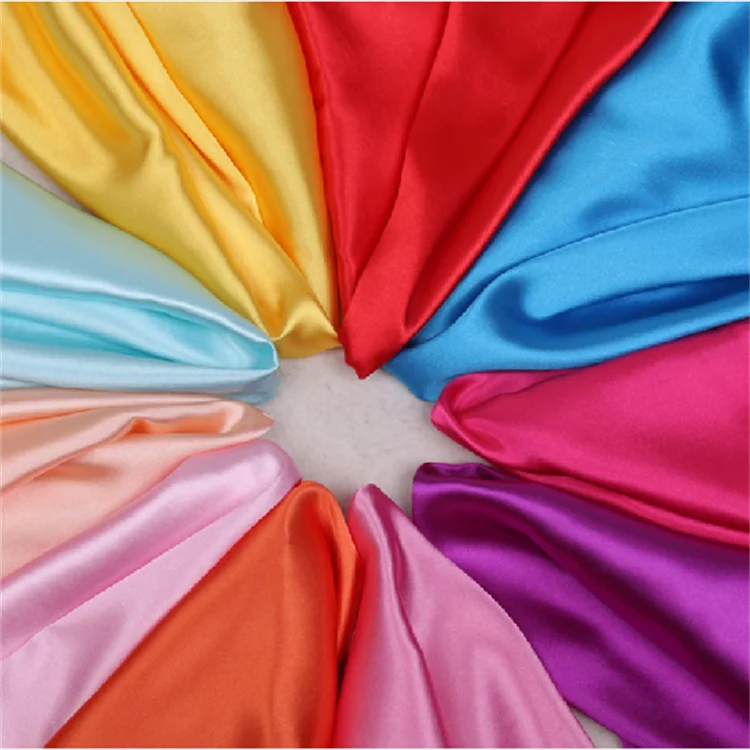 700 Colors In Stock 50d*75d Shiny Polyester Satin Fabrics No Stretch ...