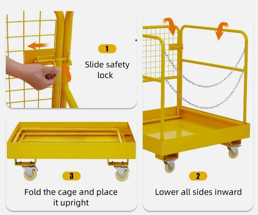 Forklift Safety Cage Work Platform 36"x36" - Collapsible Lift Basket ...