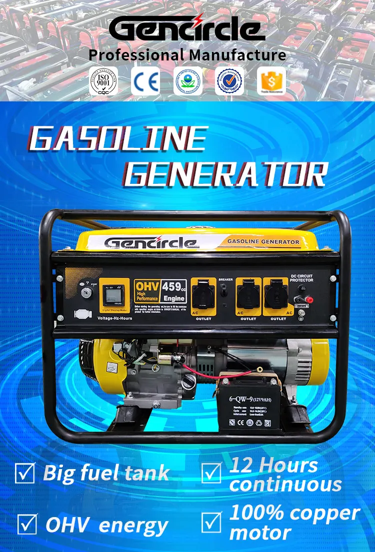 High Efficiency Generator 220V 230V 240V Gasoline Generator 5KW 6KW 7KW ...