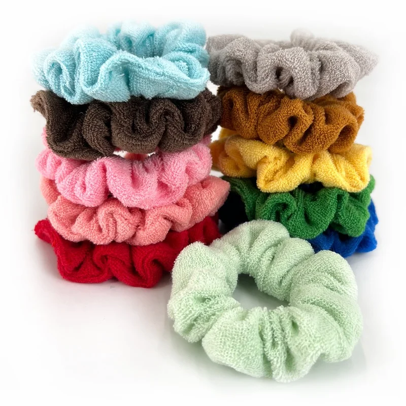 Custom Logo large Plush Furry Scrunchies Terry Cloth Curl Shower Wet ...