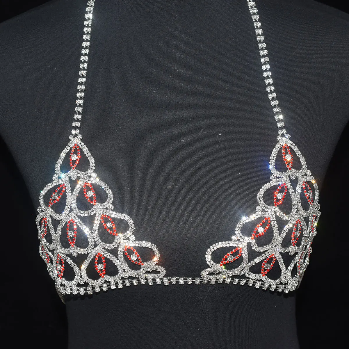 Shiny Pearl Rhinestone Heart Body Chain Jewelry Ladies Crystal Body ...