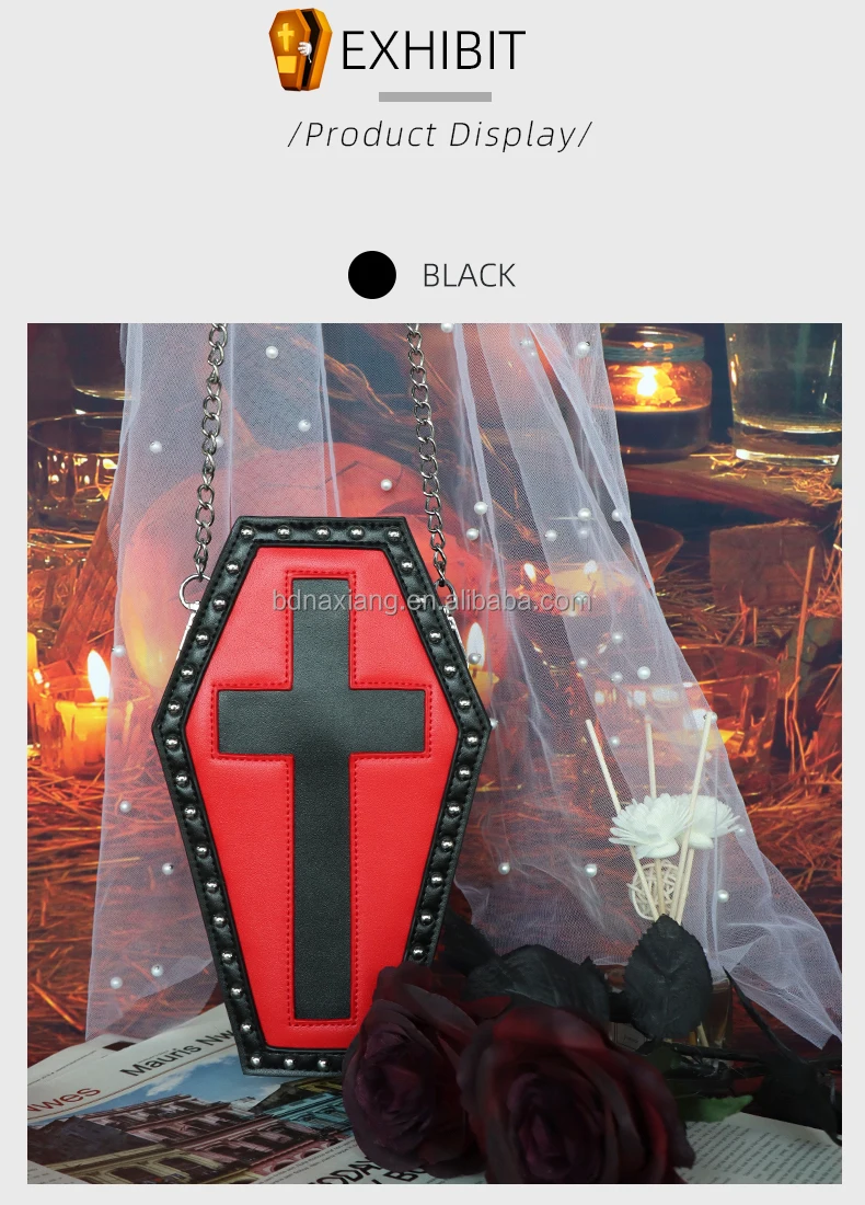 Custom Design Comic Style Women Shoulder Bag Gothic Coffin Purse With ...