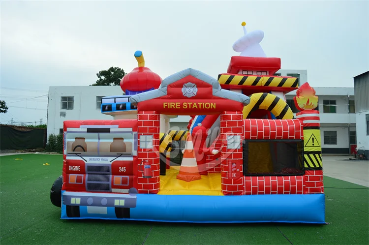 Commercial Bounce House Customized Inflatable Fire Truck Bouncer For ...