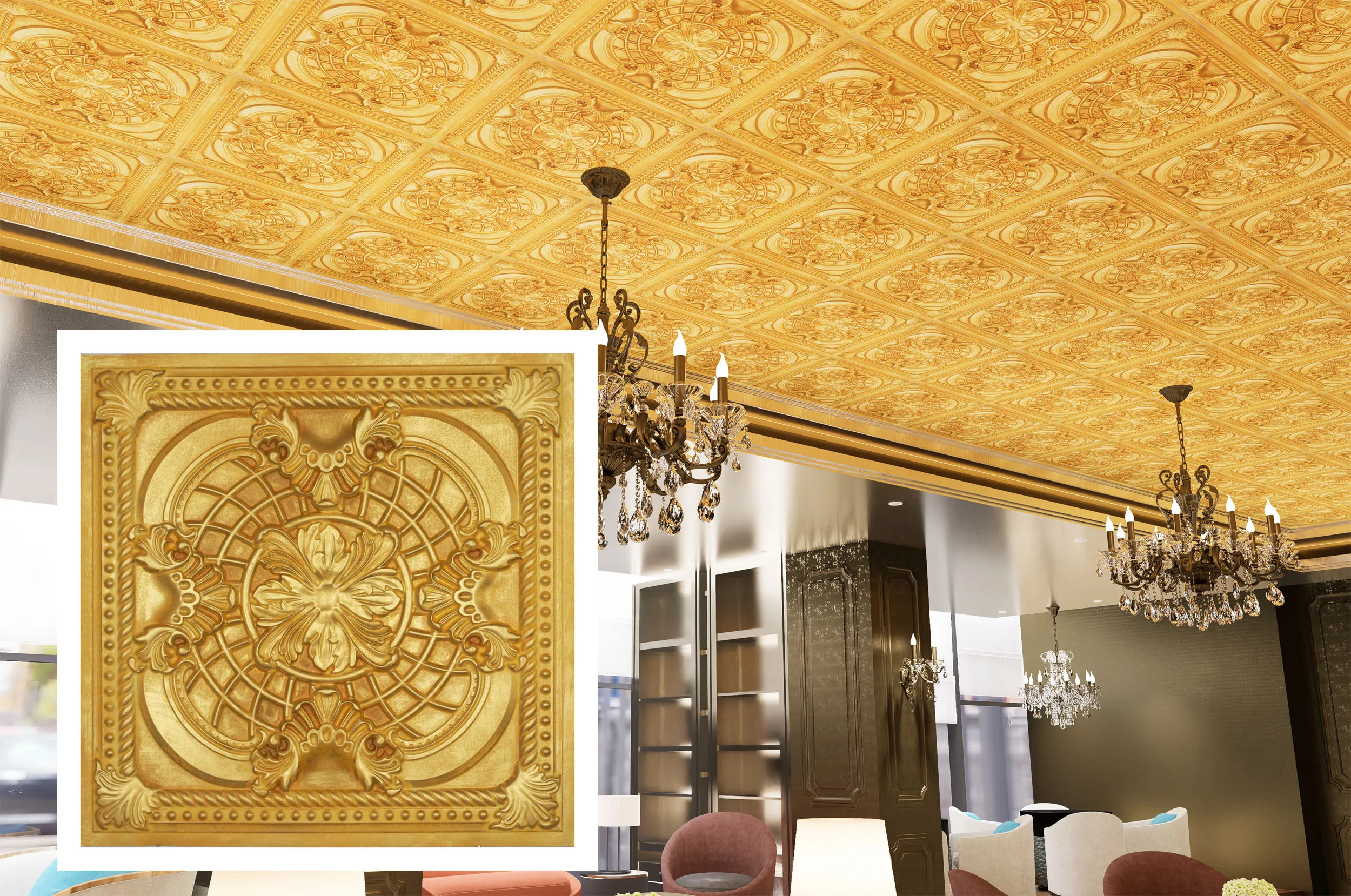 Faux Painting Ceiling Tiles Pvc Tin Ceiling Panel Interior Decor For ...