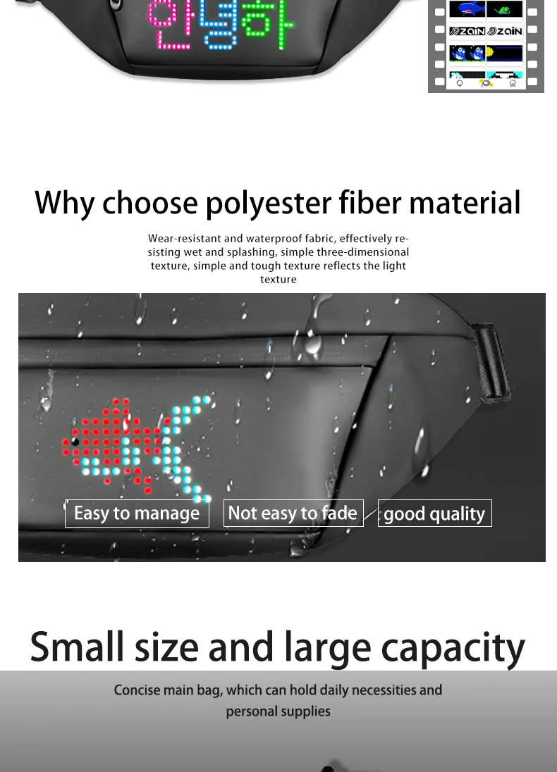 Smart Pixel LED Backpack Unisex Function Shoulder Bag Trendy Messenger ...