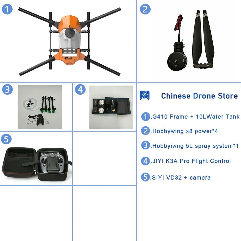EFT G410 10L Agricultural Spray Drone Frame Kit - X8 Power System, App ...