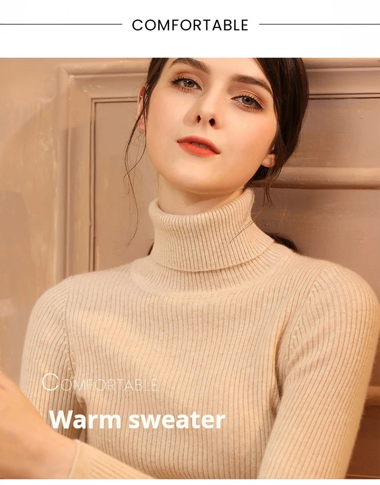 Custom Material Turtle Neck Women Clothes Lady Knitting Soft Cashmere ...