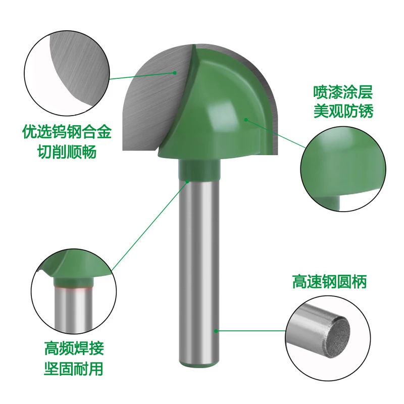 6mm Shank 4 Piece Set Green Cove Box Bit Classical Plunge Rounding Over ...
