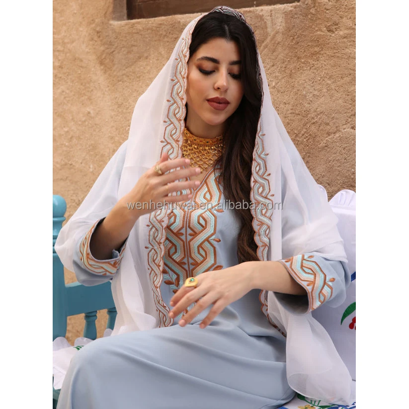 Custom Islamic Embroidery Jalabiya Moroccan Middle East Arab kuwaiti ...