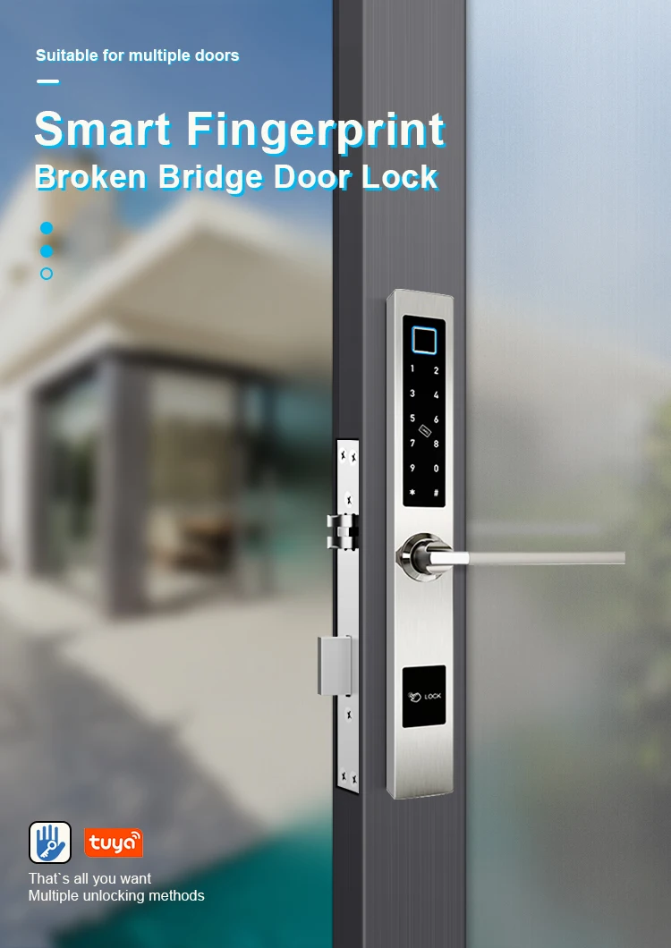 European Standard Bridge Aluminum Door Fingerprint Lock Electronic ...