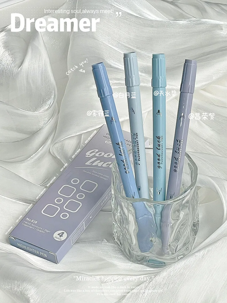 Cute Gradient Double Tips Block Highlighters - 12 Colors