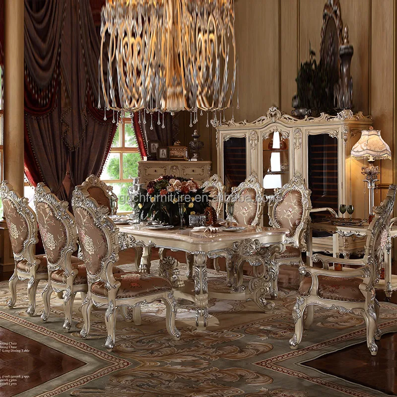 Chairs Table Set Classic Luxury Dining Table Set 8 Seater European ...