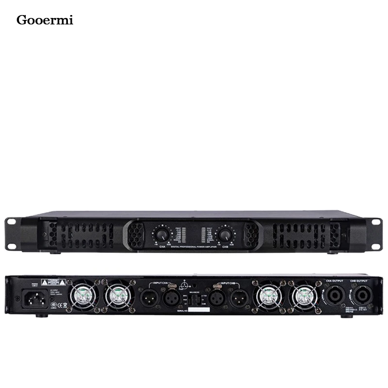 Gooermi DP1000 2*2400watts Class D Universal Digital Amplifiers 1U Sound System Power Amplifier ...