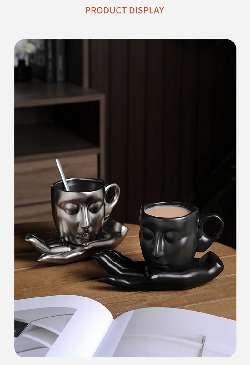 New High Temperature Ceramic Creative Abstract Art Coffee Cup Saucer ...