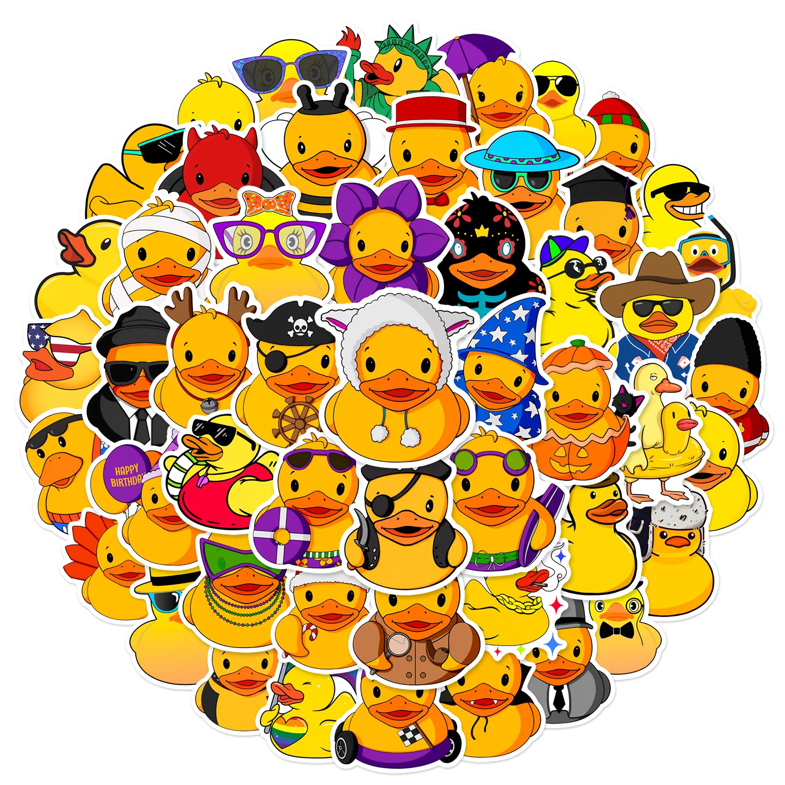 50pcs Self-adhesive Duck Kawaii Waterproof Stickers Cute Animals Ducks ...