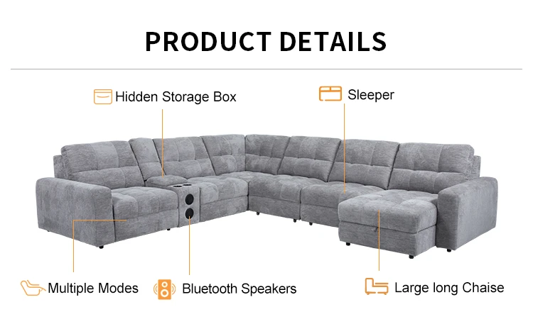 Manwah Cheers Fabric Sectional Sofa Set Furniture Modular Recliner Sofa ...