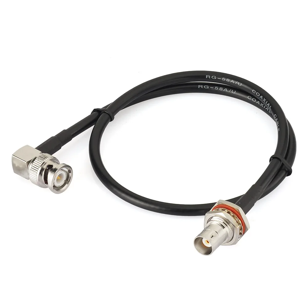 Bnc Bulkhead Jack O-ring To Bnc Right Angle Plug Rg58 Coax Cable 50cm ...