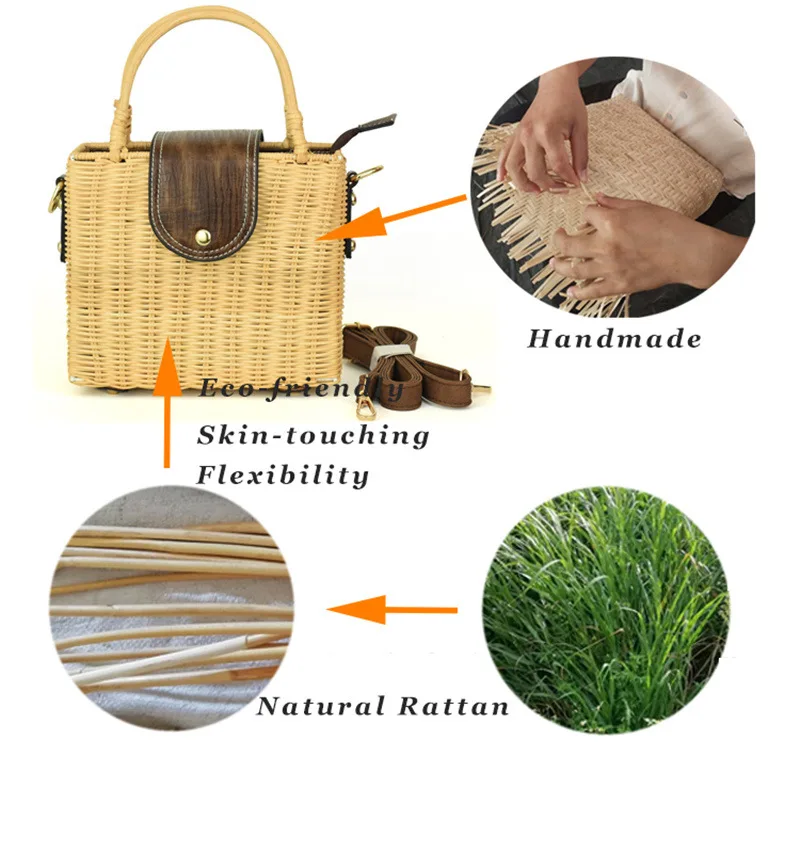 Eco Friendly Rattan Beach Bags & Rattan Market Bags Small Handbag Women ...