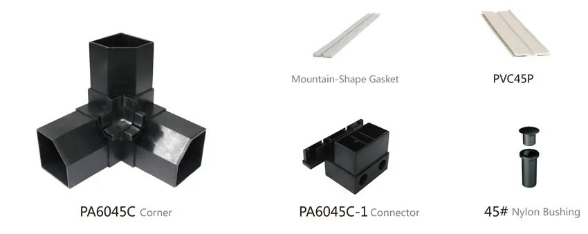 AHU Pentapost Frame Components - Three Way Nylon Corner