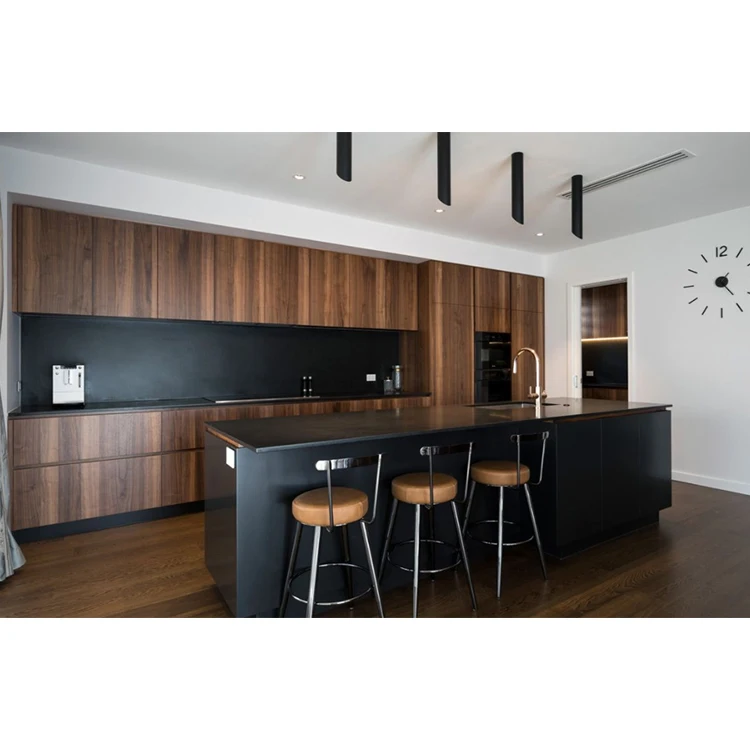 Benchtop Kitchen Island Luxury Modern Natural Veneer Color Shadowline ...