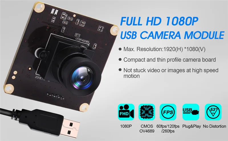 ELP 2 Megapixel CMOS OV4689 High Speed USB Camera 1080P