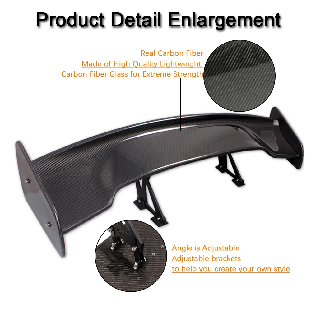 Racing Rear Spoiler GT Style 57Inch Carbon Fiber Car Trunk Wing Spoiler ...