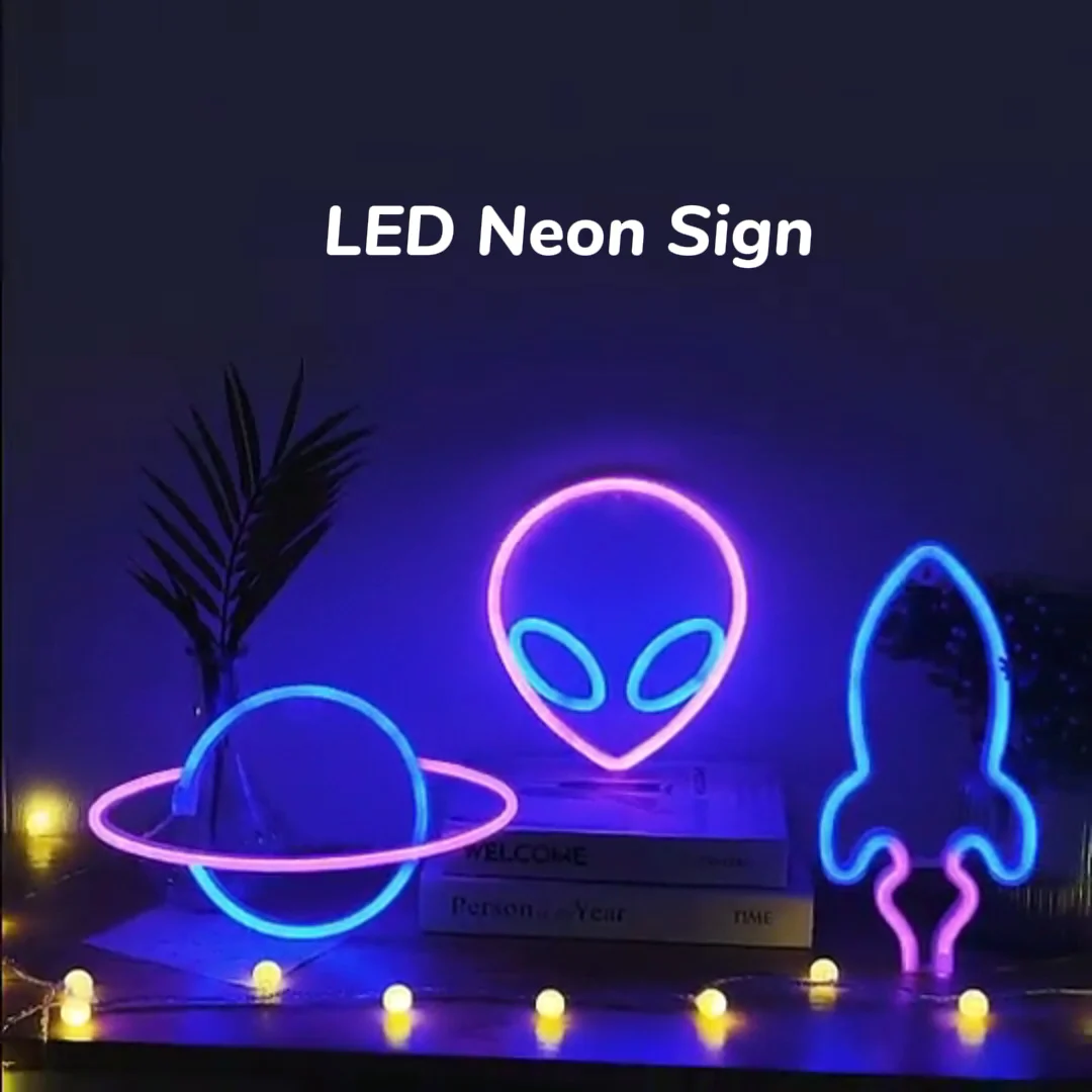 Alien Neon Sign For Wall Decor - Battery/usb Operated Alien Neon Night ...