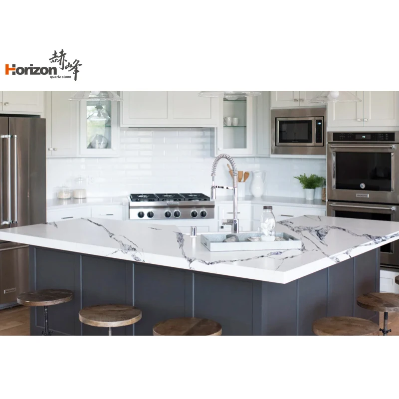 Horizon Artificial Stones White Calacatta Quartz Kitchen Countertop ... Horizon Artificial Stones White Calacatta Quartz Kitchen Countertop ...