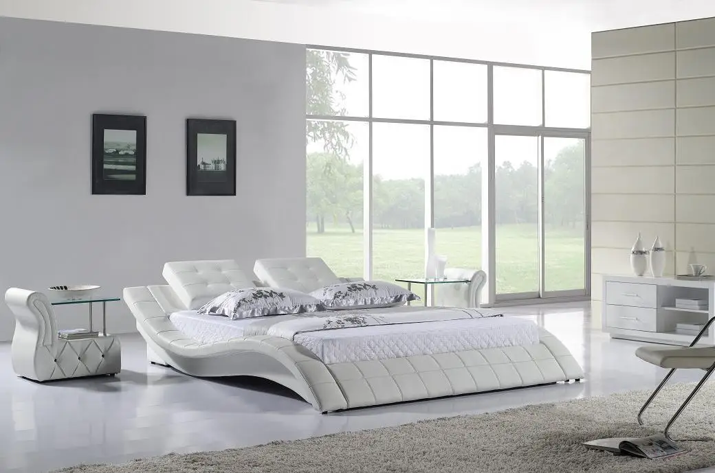 Modern Design Led Bed Double/king Size Bed With S-shape Upholstered ...