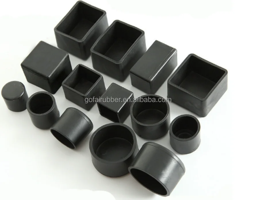 Round Square Black Pvc Rubber Chair Leg Caps Covers Tips Furniture ...