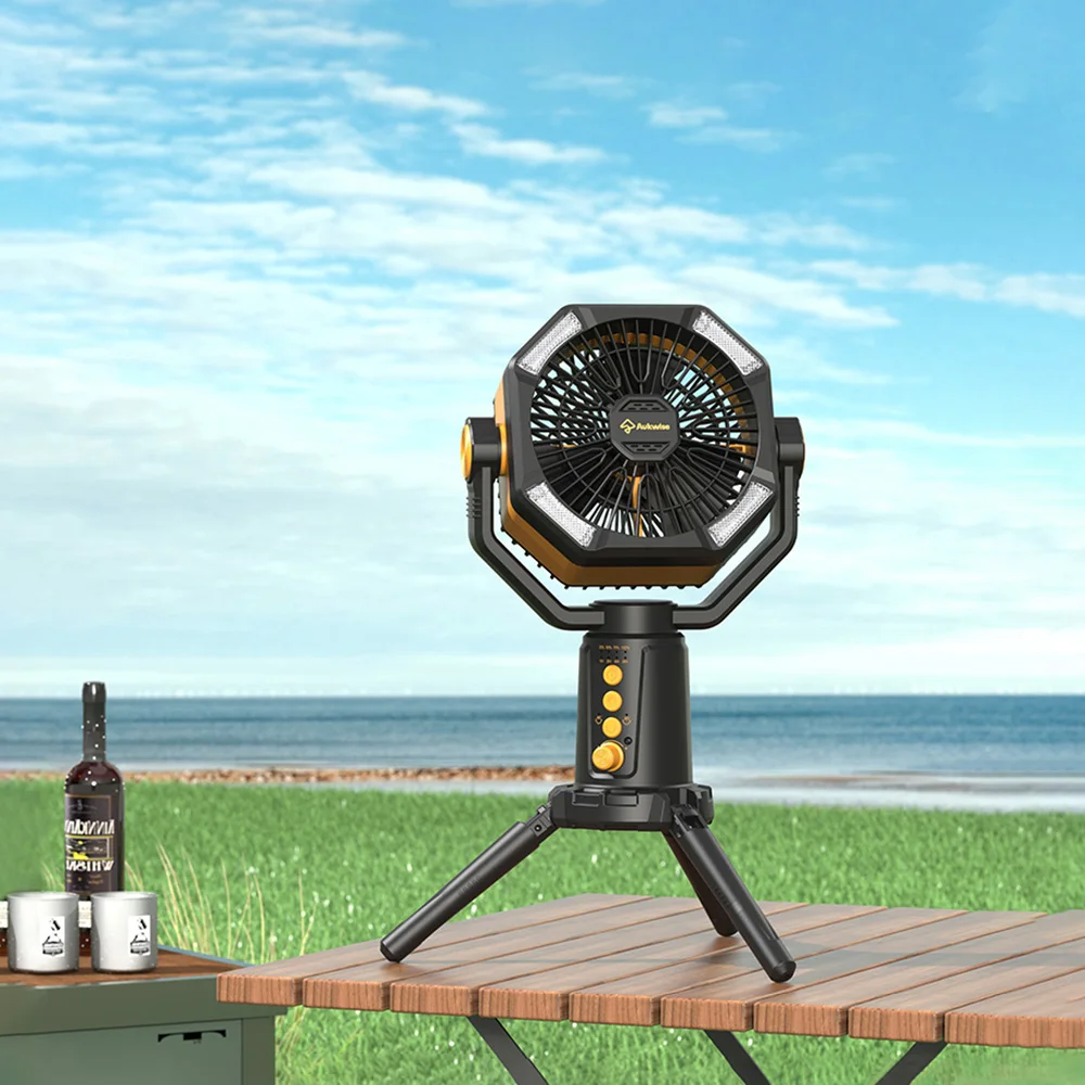 5000mAh Rechargeable Battery Desk Stand Fan with Lights Electric Fan ...