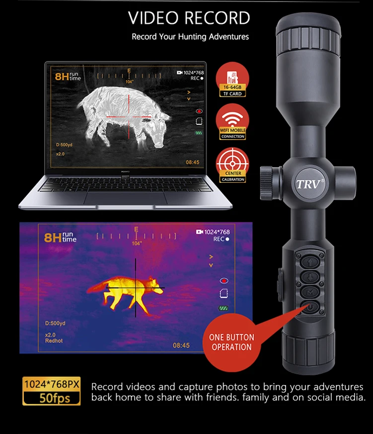 Hd 2-10x Thermal Scope For Hunting With Ranging Video Rec Wifi Optic ...