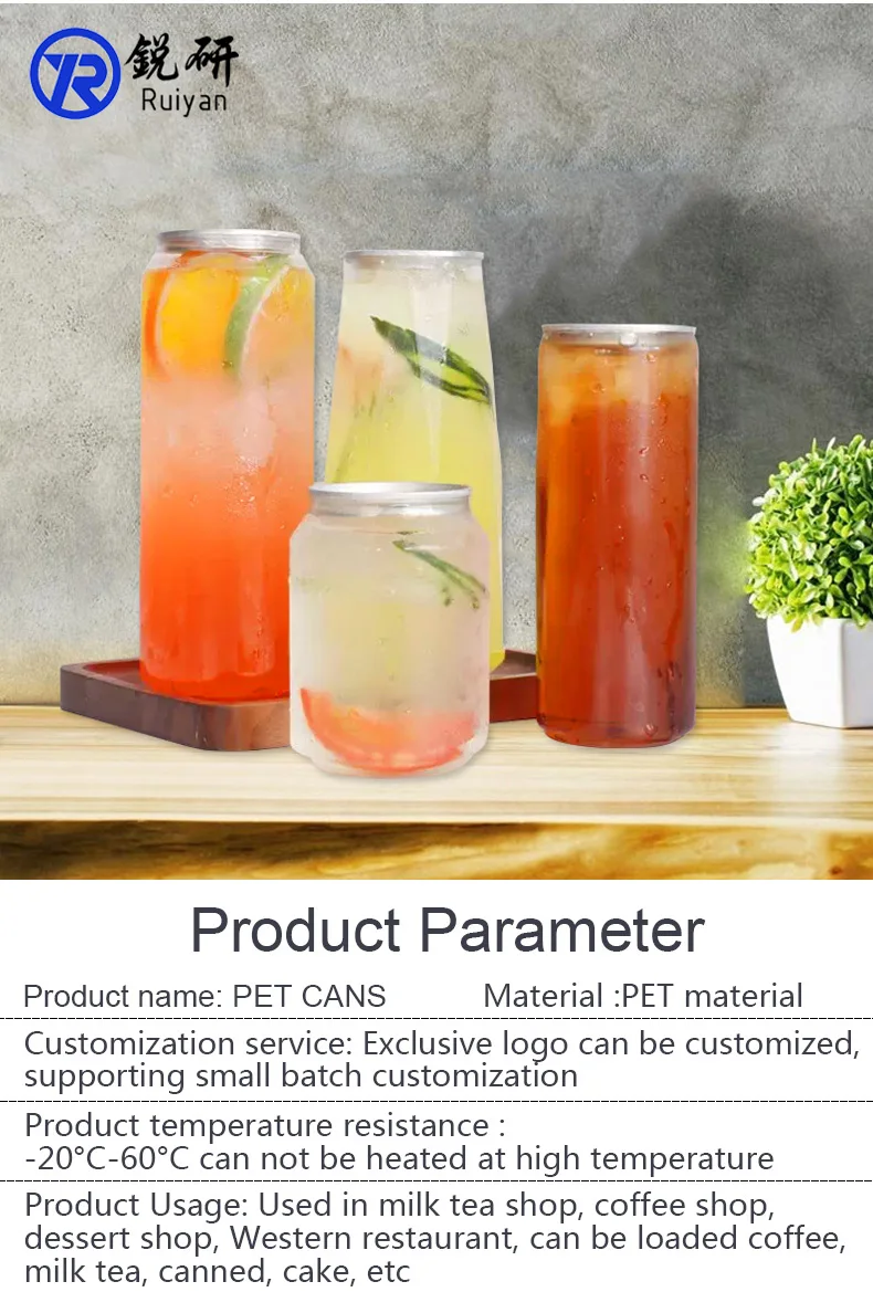PET CANS - Durable, Clear Plastic Soda Cans for Drinks