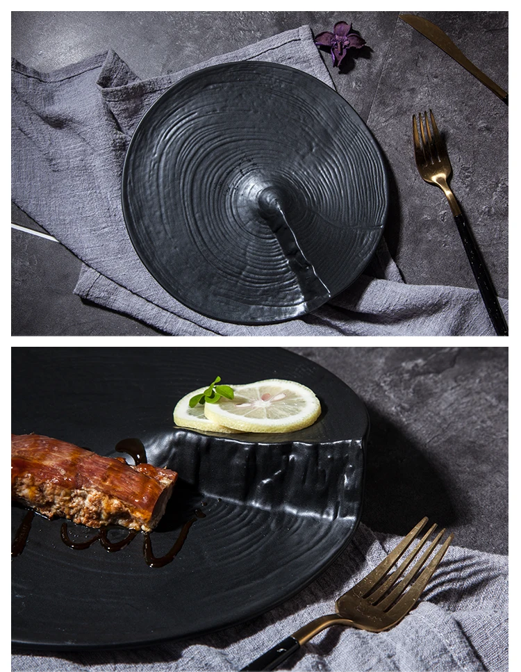 Japanese Creative Black White Dinnerware Porcelain Dishes