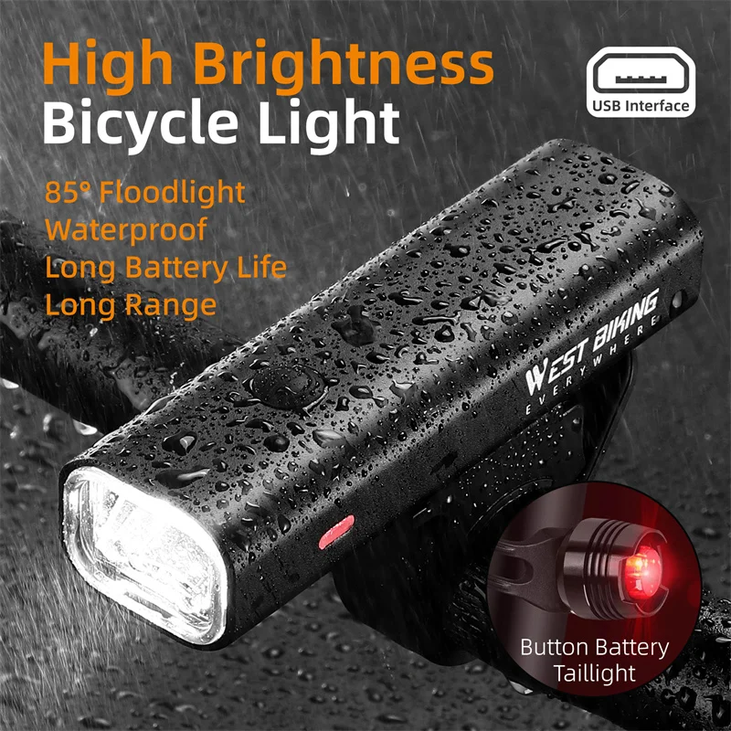 WEST BIKING Bike Front Rear Light on Handlebar Led Bike Tail Light ...
