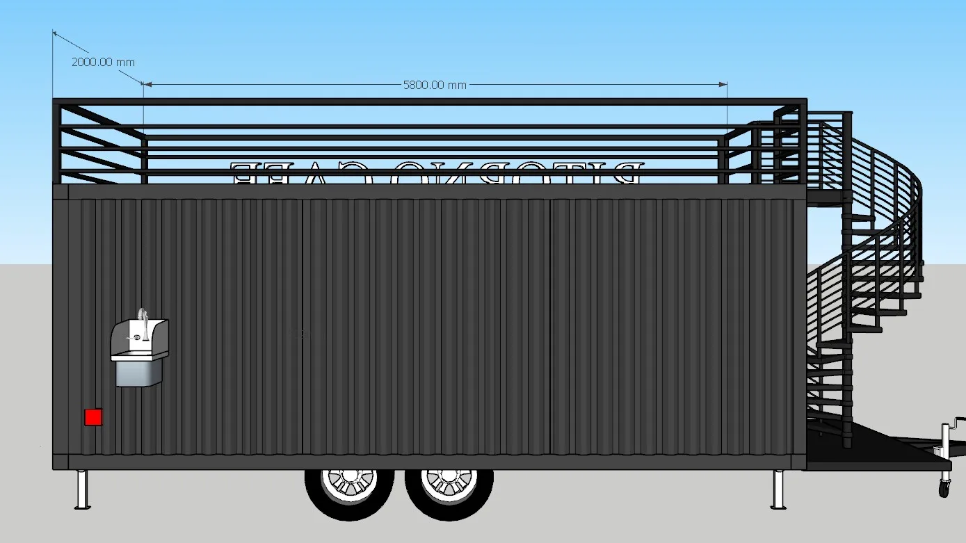20ft Container Cafe Bar Street Food Van Trailer Mobile Fast Food Truck